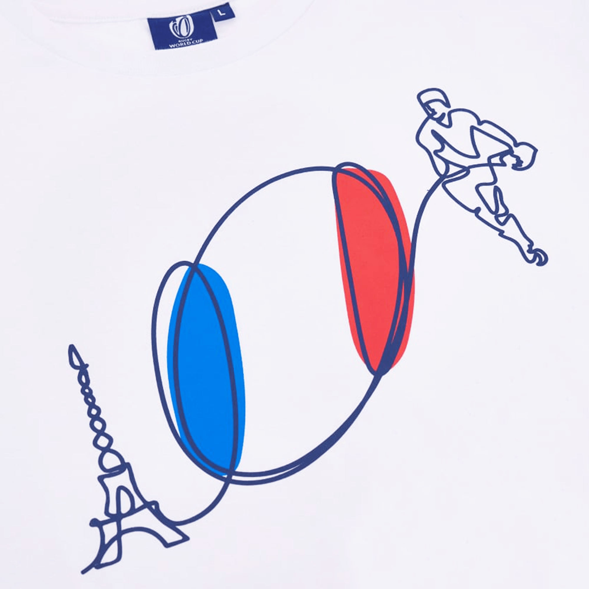 RWC23 France Flag Ball Logo Poly/Cotton Tee by Macron / World Rugby Shop