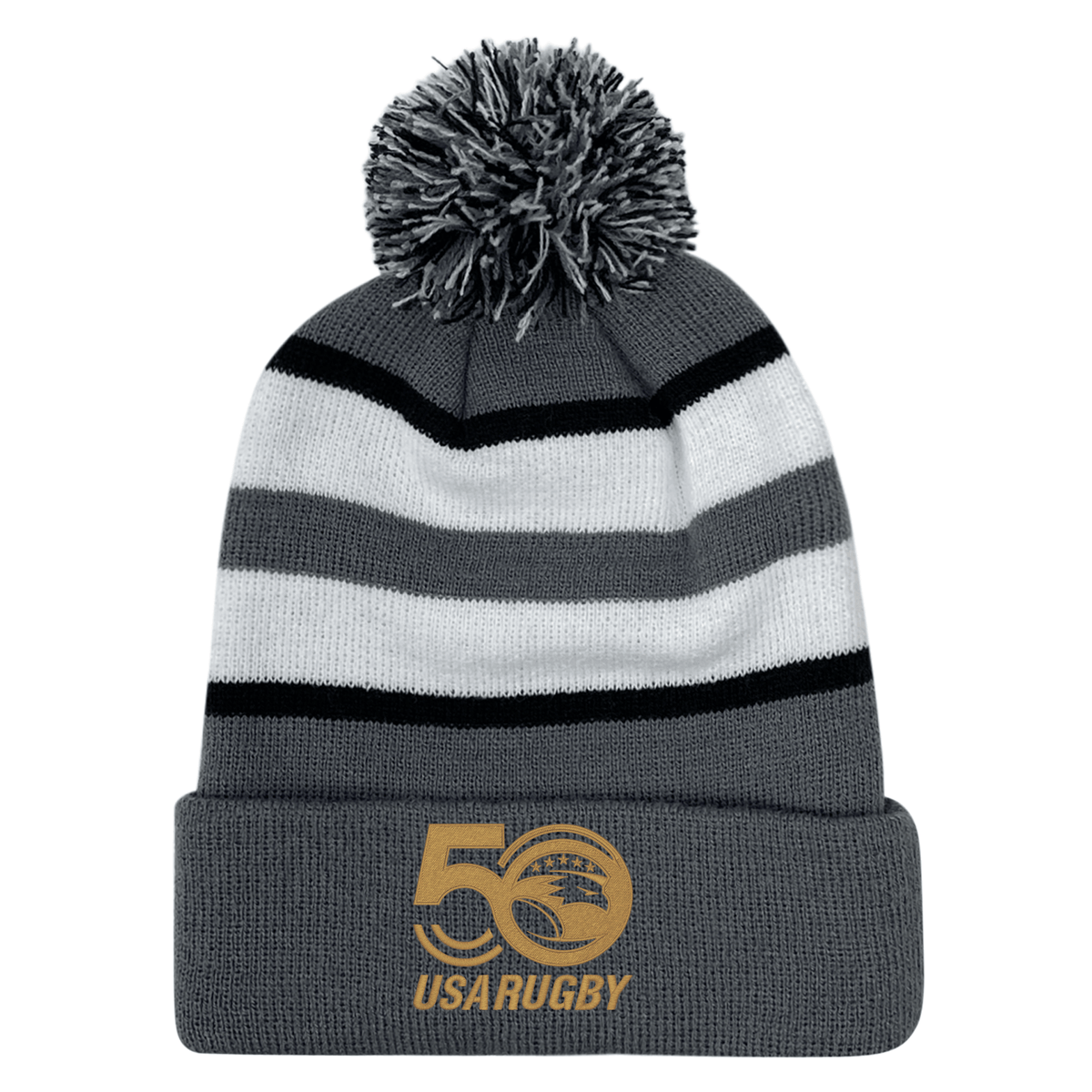 USA Rugby 50th Anniversary Hooped Knit Pom-Pom Beanie | World Rugby Shop