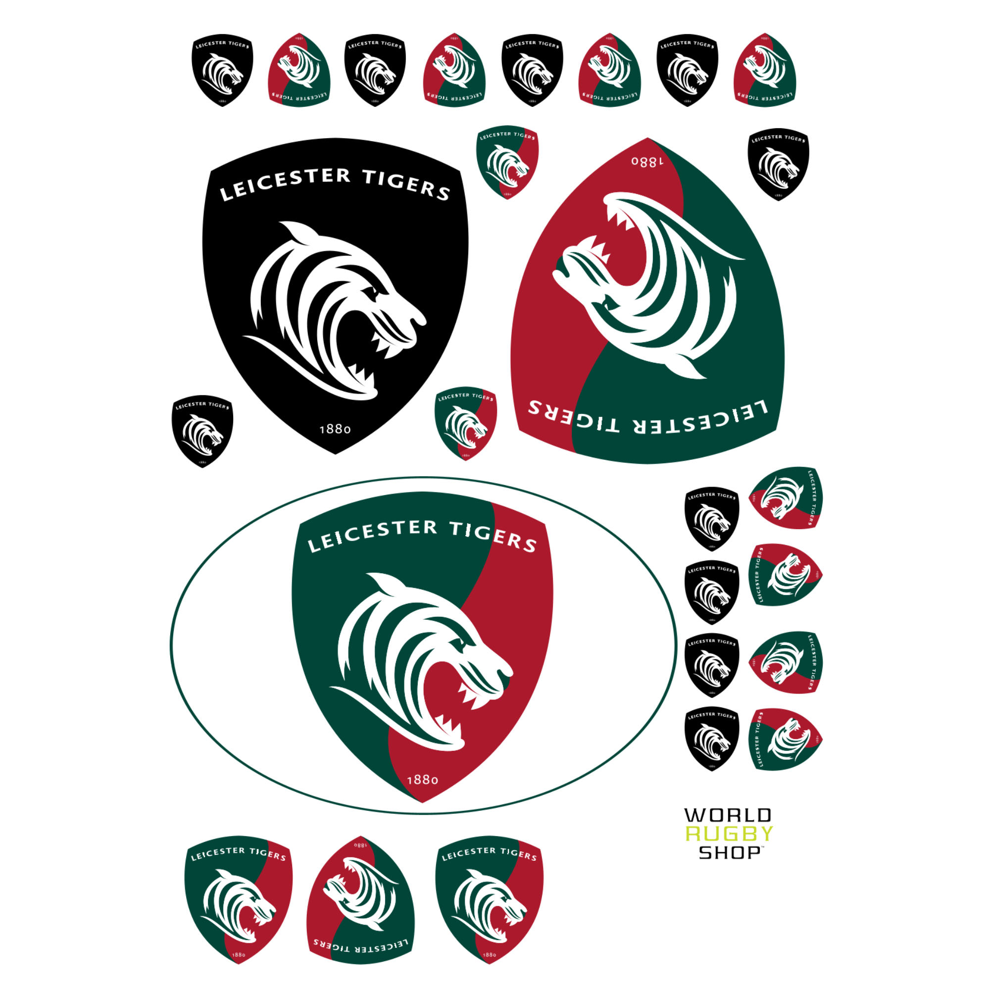 Leicester Tigers Sticker Sheet - 26 Stickers - World Rugby Shop