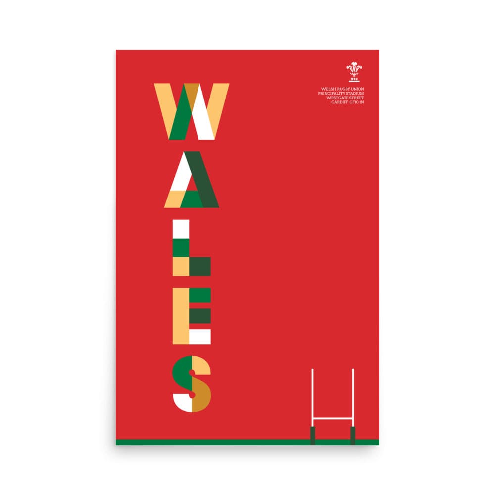 Wales Rugby 'Striped Text' Poster | World Rugby Shop