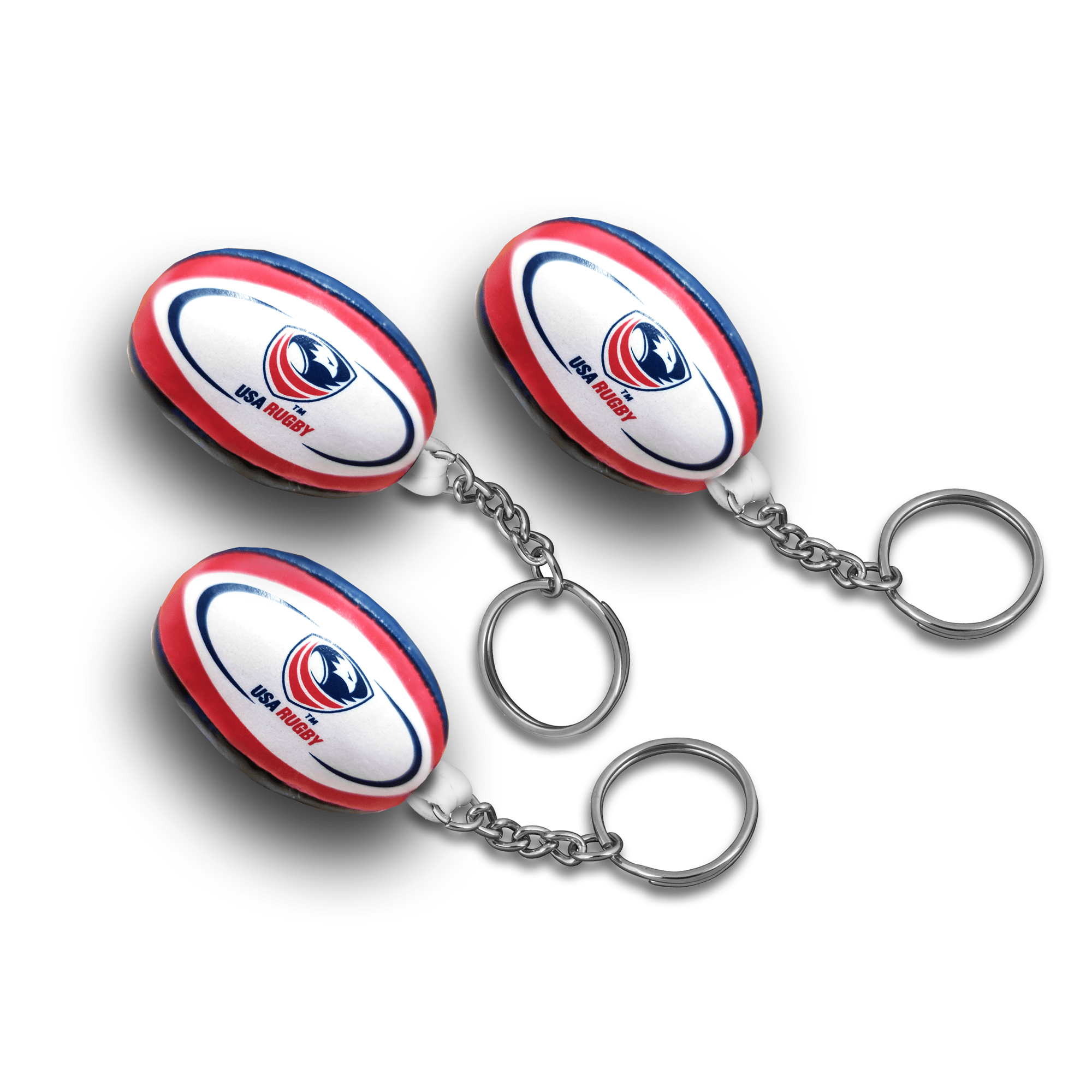 USA Rugby Ball Keyrings SET OF 3 by Gilbert - World Rugby Shop